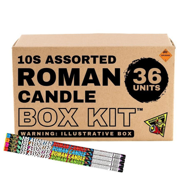10s Assorted Roman Candle | 10 Shot Barrage Candle at Elite Fireworks