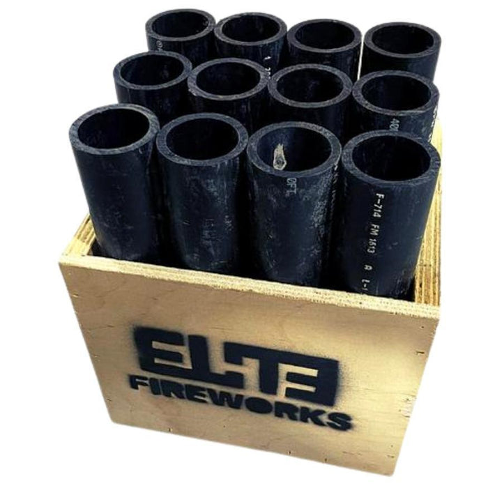 12 Shot Mortar Rack with 12” HDPE Tubes | Rack at Elite Fireworks