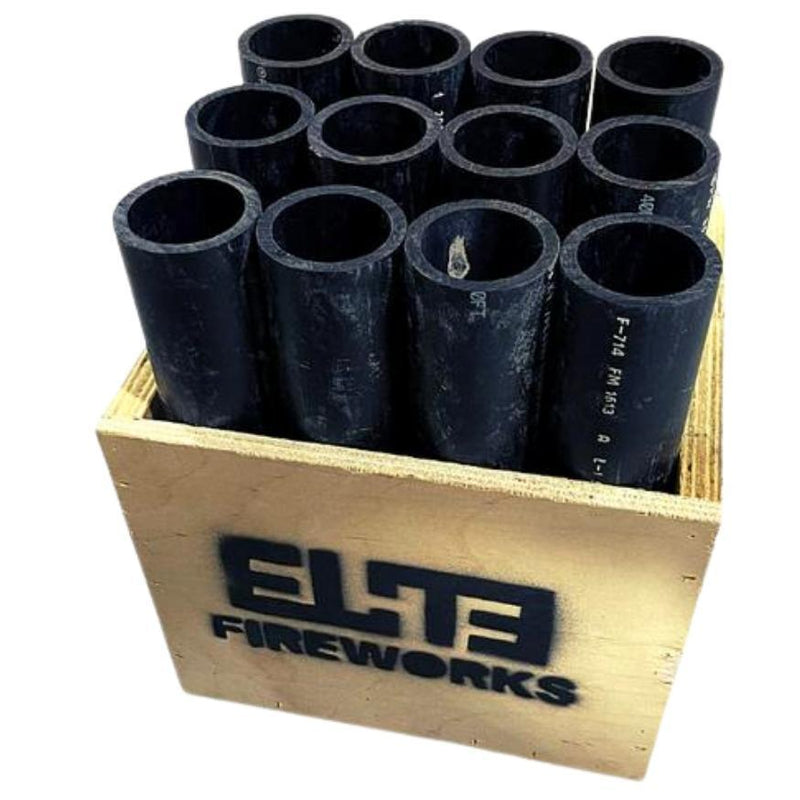 12 Shot Mortar Rack with 12” HDPE Tubes | Rack at Elite Fireworks