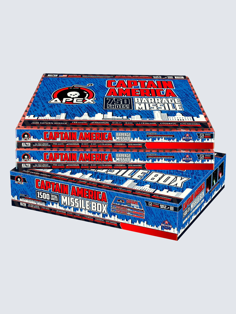 Captain America Barrage Missile™ | 750 Shot Missile at Elite Fireworks