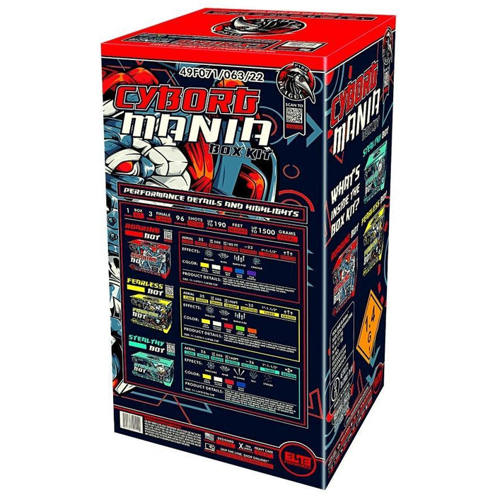 Cyborg Mania™ | 96 Shot Aerial Repeater Set at Elite Fireworks
