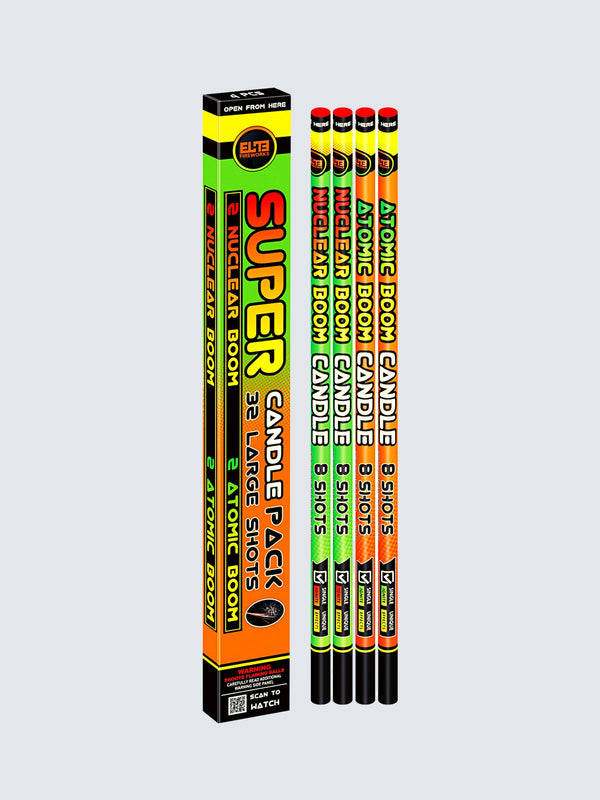 Super Candle Pack™ | 8 Shot Barrage Candle at Elite Fireworks